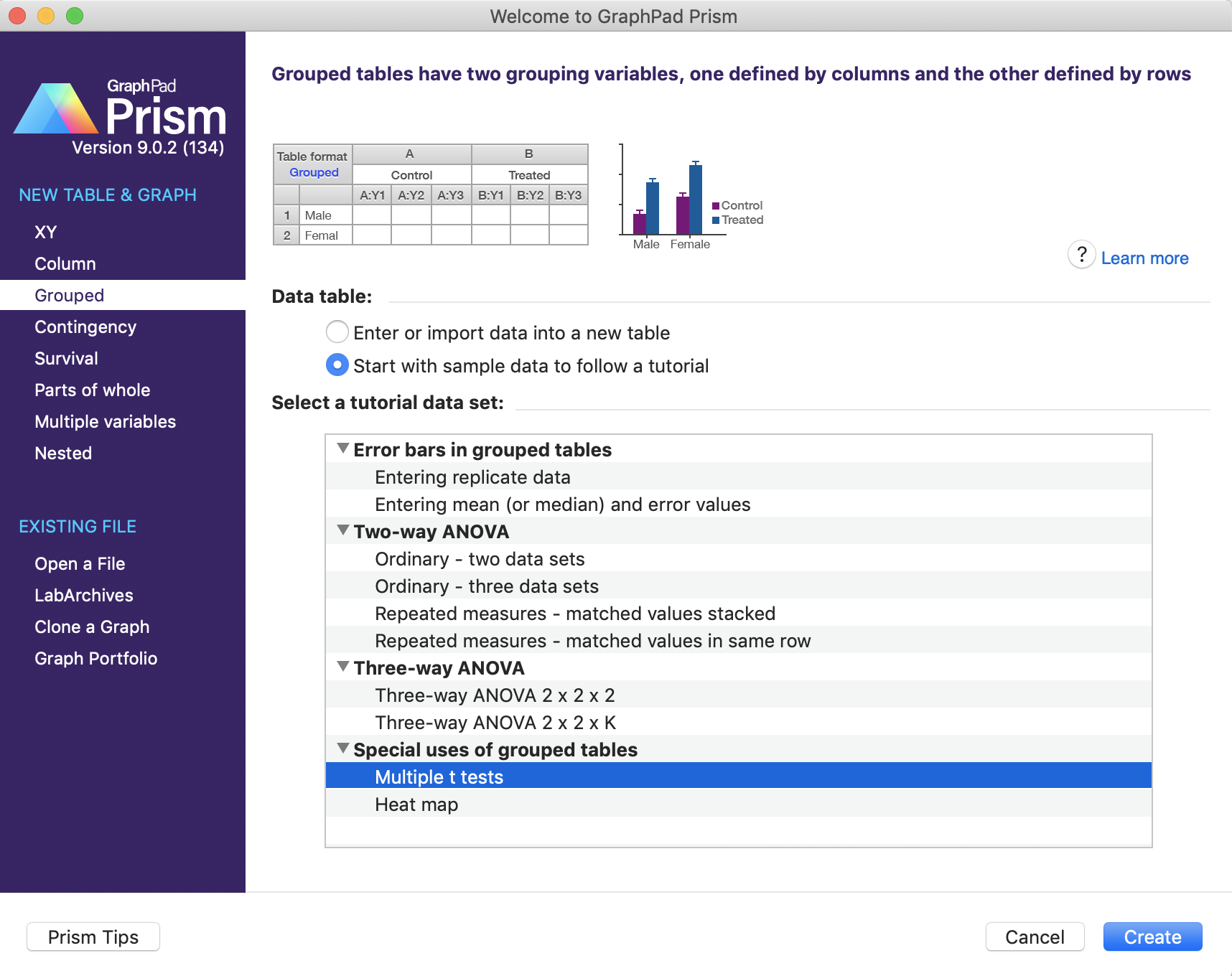 多重t検定(あるいは、ノンパラメトリック検定)の実行